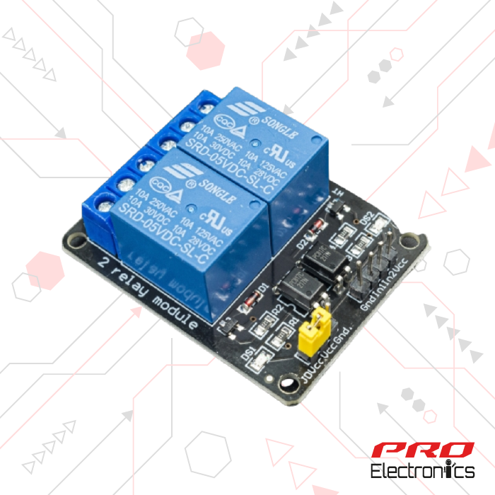 Modulo rele 2 canales 24v – Pro Electronics